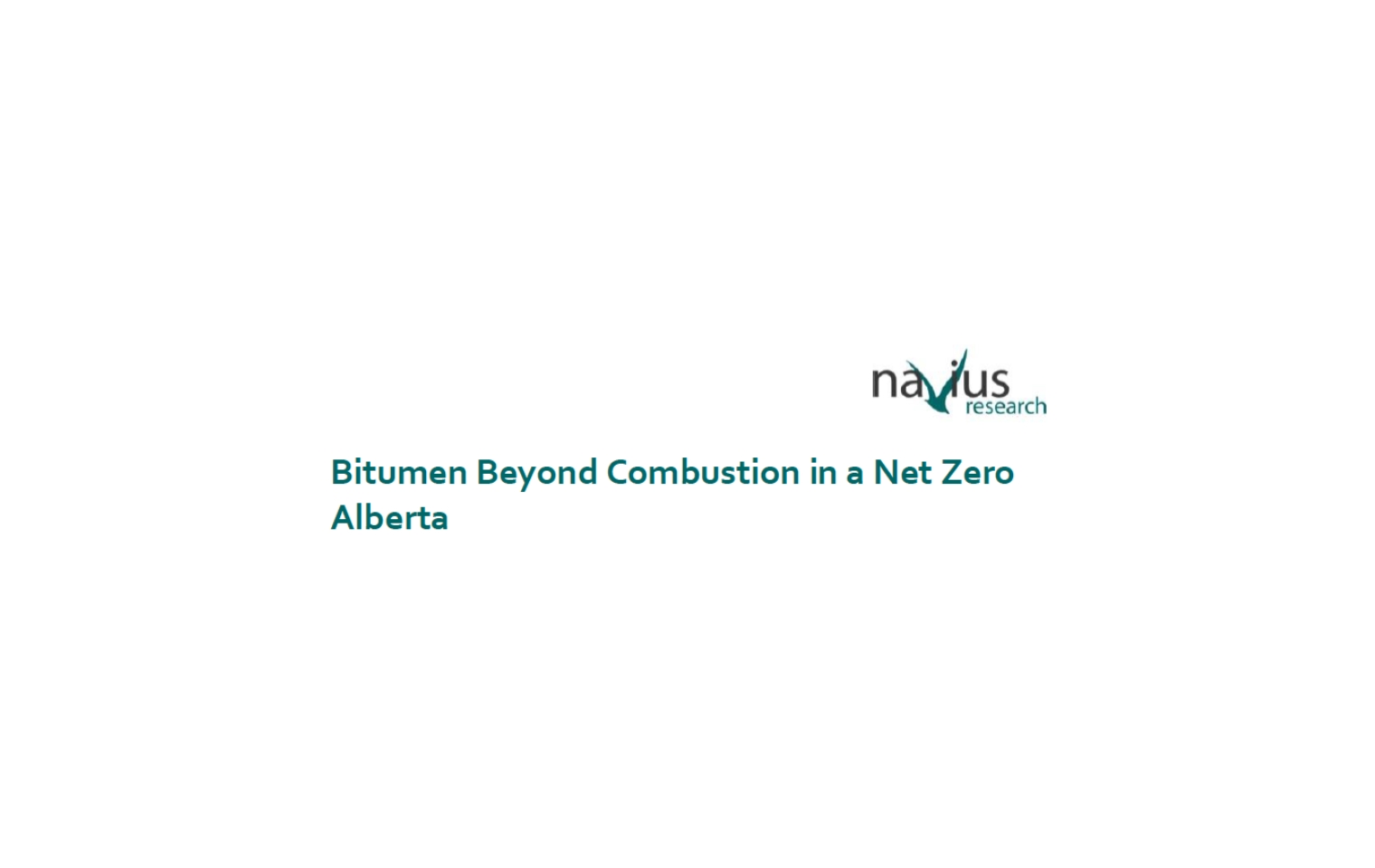 Bitumen Beyond Combustion in a Net Zero Alberta - Alberta Innovates